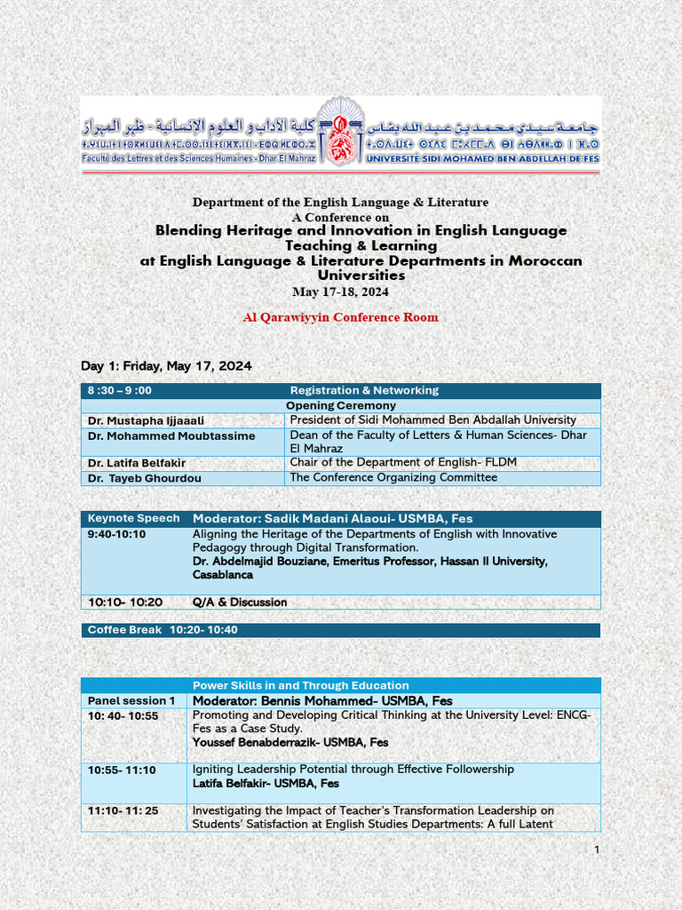 Blending Heritage and Innovation Conference Program First Finished | PDF | Morocco | Cognition