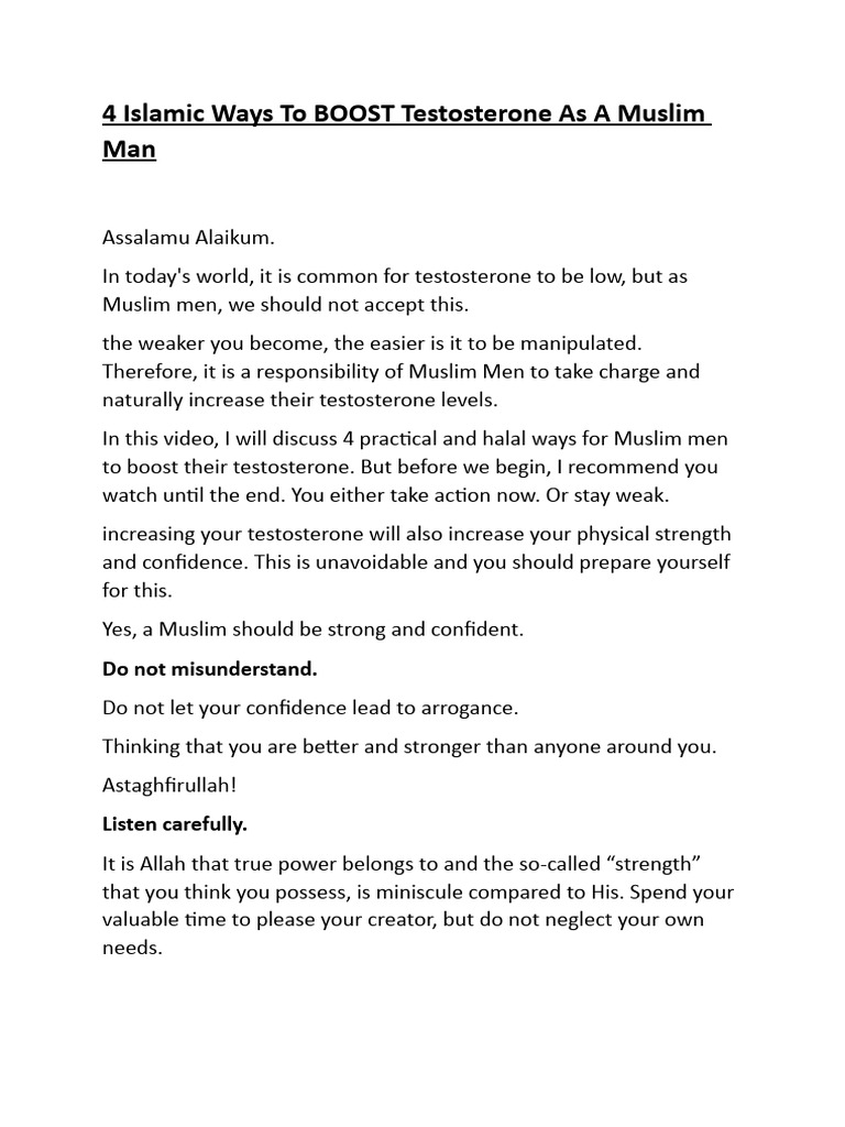4 Islamic Ways To BOOST Testosterone As A Muslim Man | PDF | Sleep ...