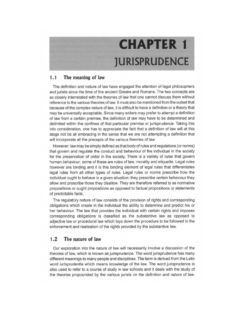 Chapter 1 - Jurisprudence (Theory of Law) | PDF