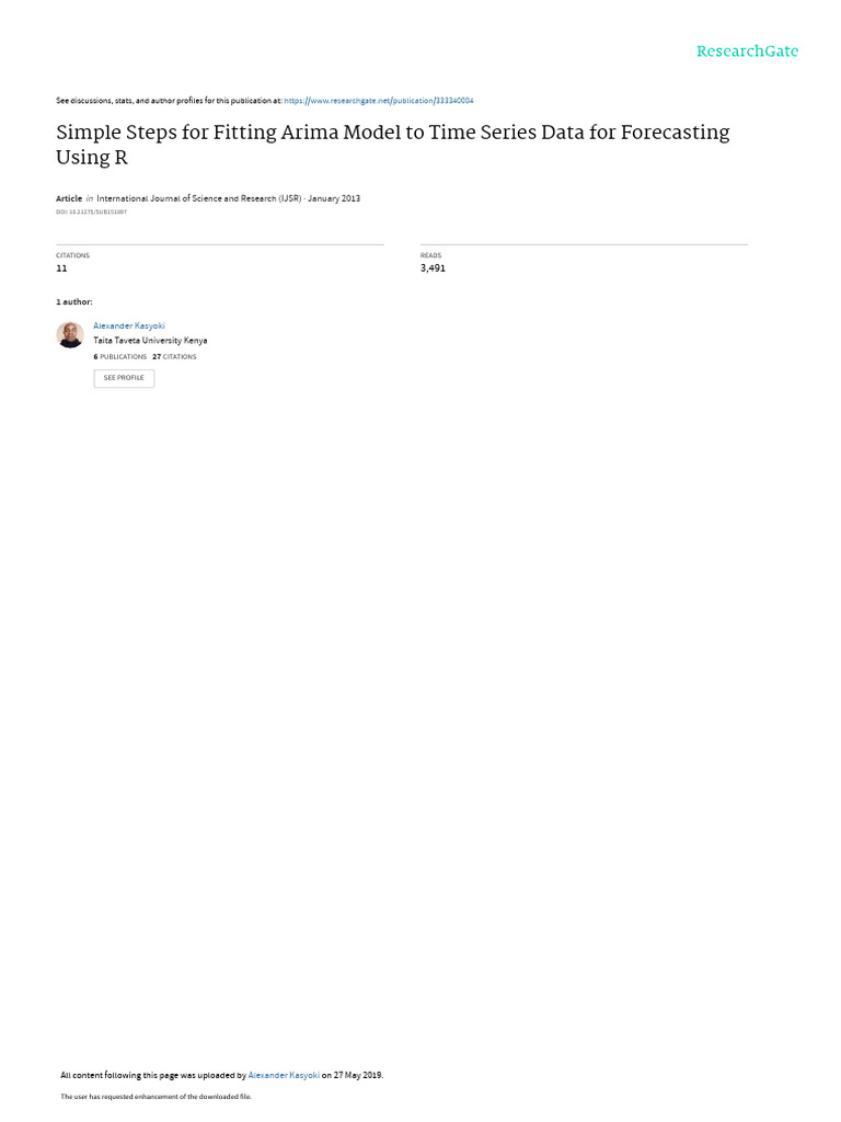 ARIMAKASYOKI | PDF | Autoregressive Integrated Moving Average | Time Series