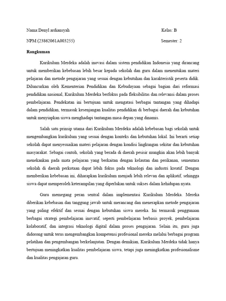 Resume Materi Dasar Dan Pengembangan Kurikulum | PDF | Seni