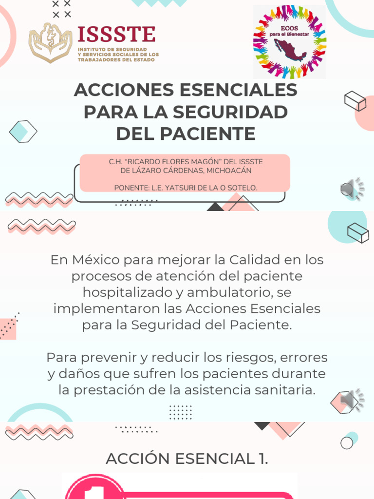 8 Acciones Escenciales para La Seguridad Del Paciente | PDF 8 Acciones Escenciales para La Seguridad Del Paciente | PDF