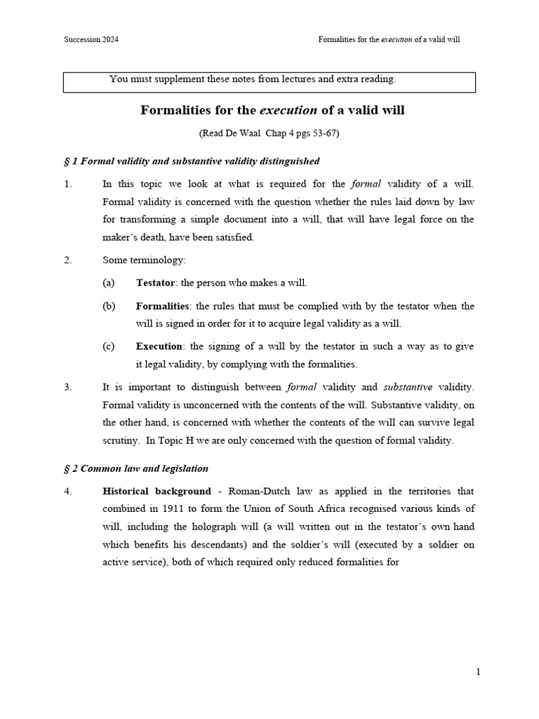 7. Formalities for the execution of a valid will | PDF | Will And ...