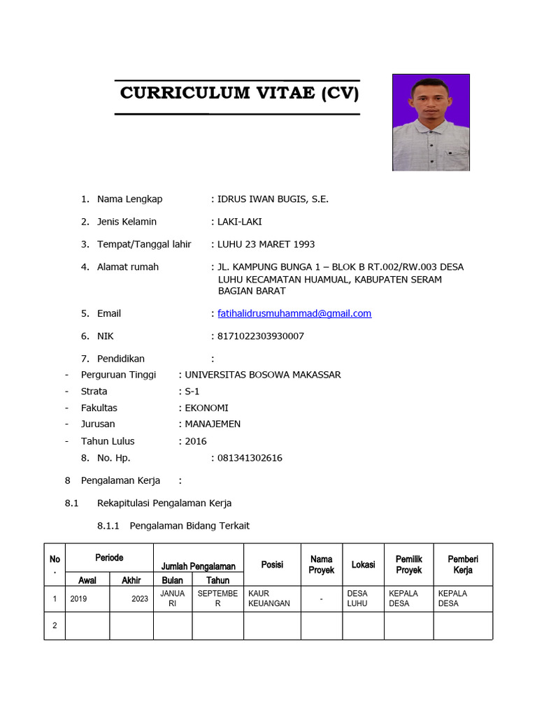 CV Idrus Iwan Bugis, S.E. | PDF