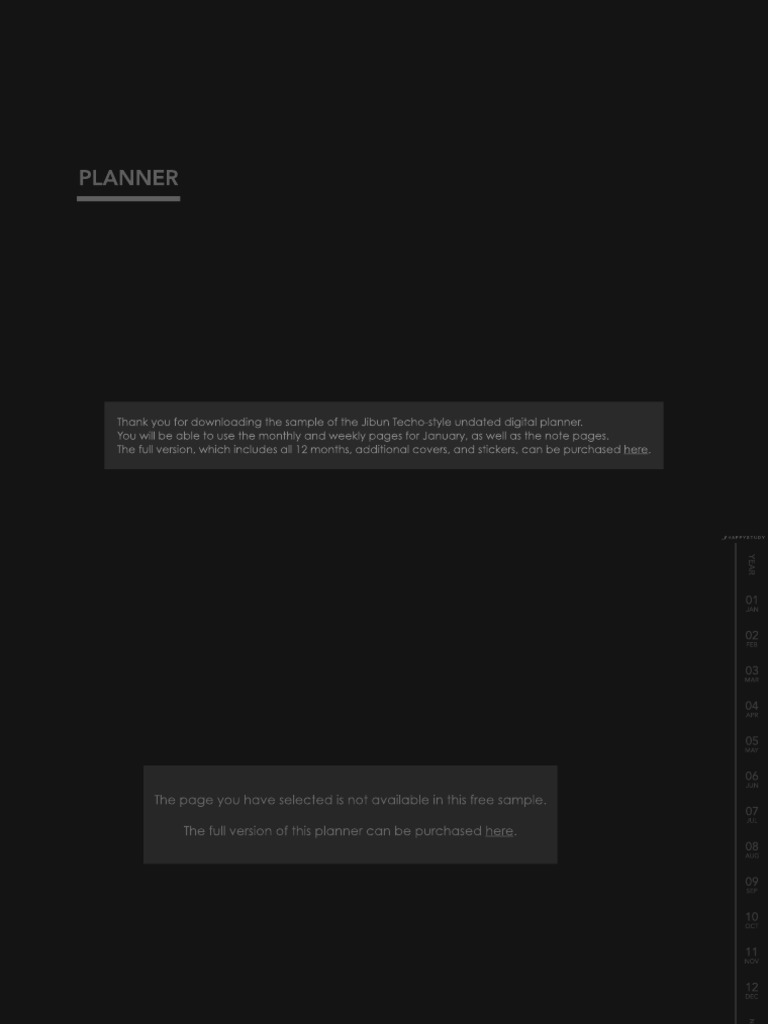 (HappyStudy) Jibun Techo-Style Planner SAMPLE (Dark Mode) - Sun Start ...