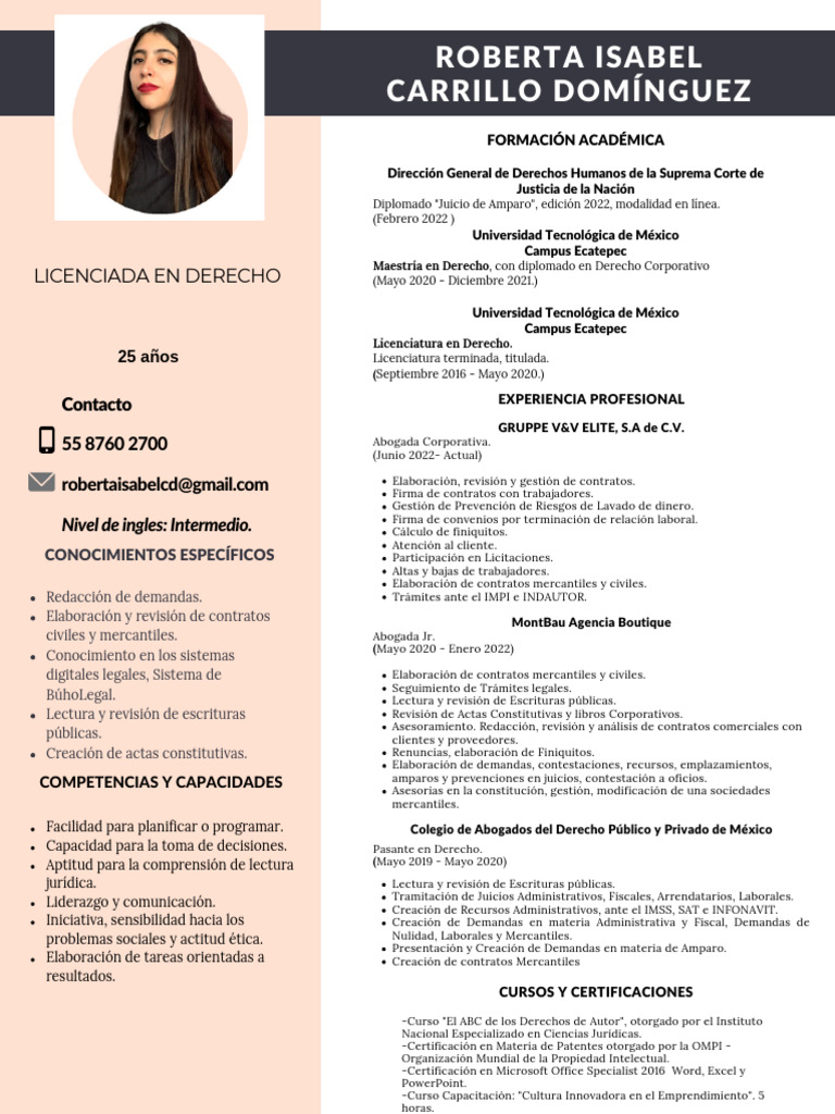 Roberta Isabel Carrillo: Abogada Corporativa | PDF | Abogado ...