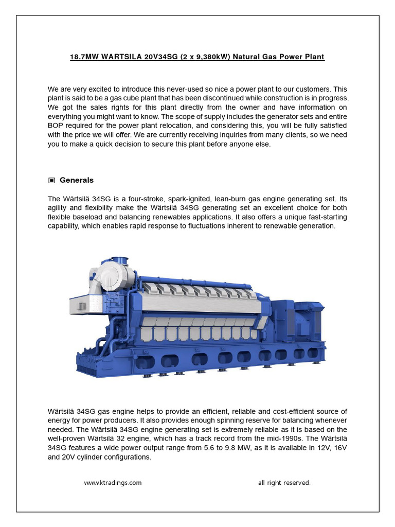 01 Sales Proposal of 18.7MW WARTSILA 20V34SG Gas Engine Power Plant-5 | PDF | Power Station ...