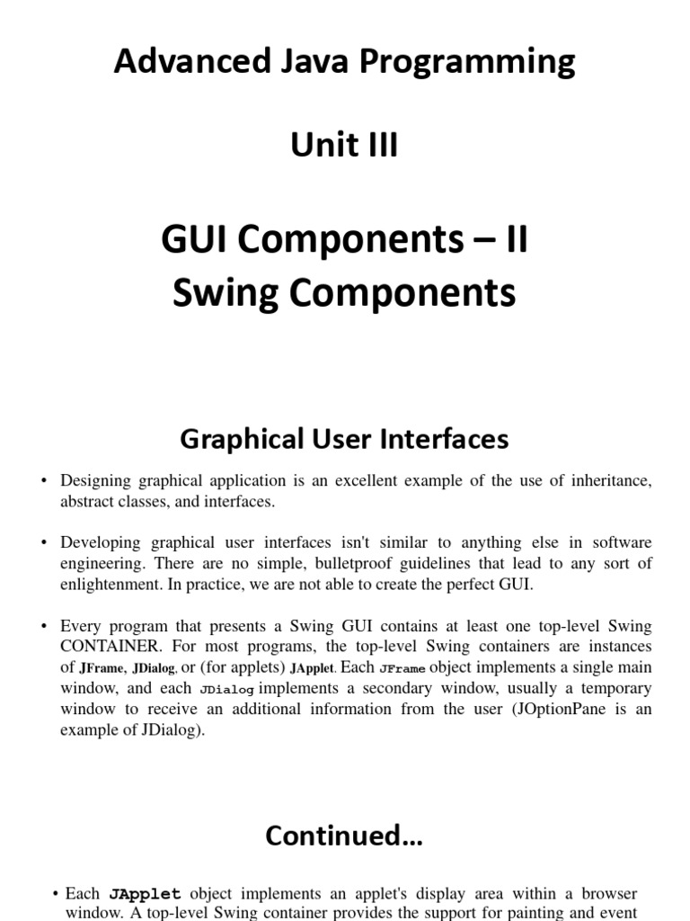 Java Swing GUI Components Guide | PDF | Method (Computer Programming ...