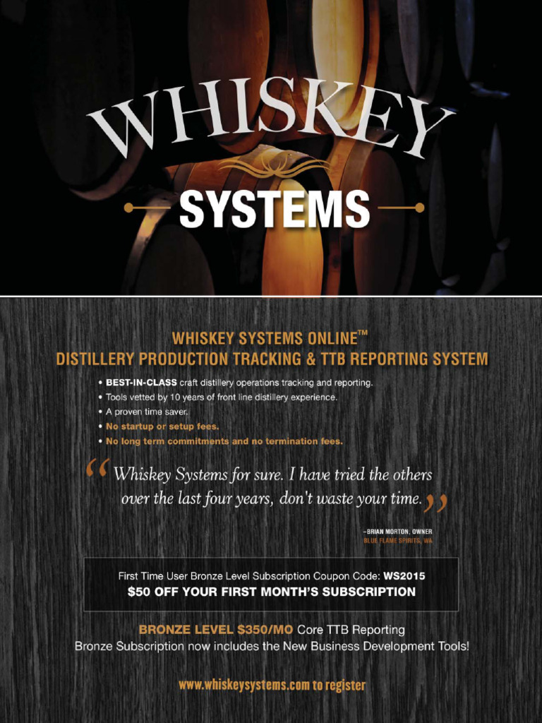 Whiskey Systems Craft Distillery Operations and TTB Reporting System ...