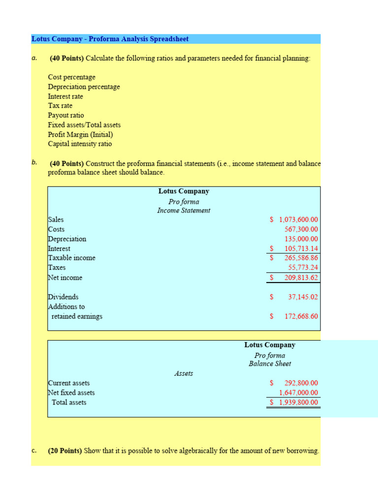 Lotus Company Proforma Financials Analysis | PDF | Balance Sheet ...