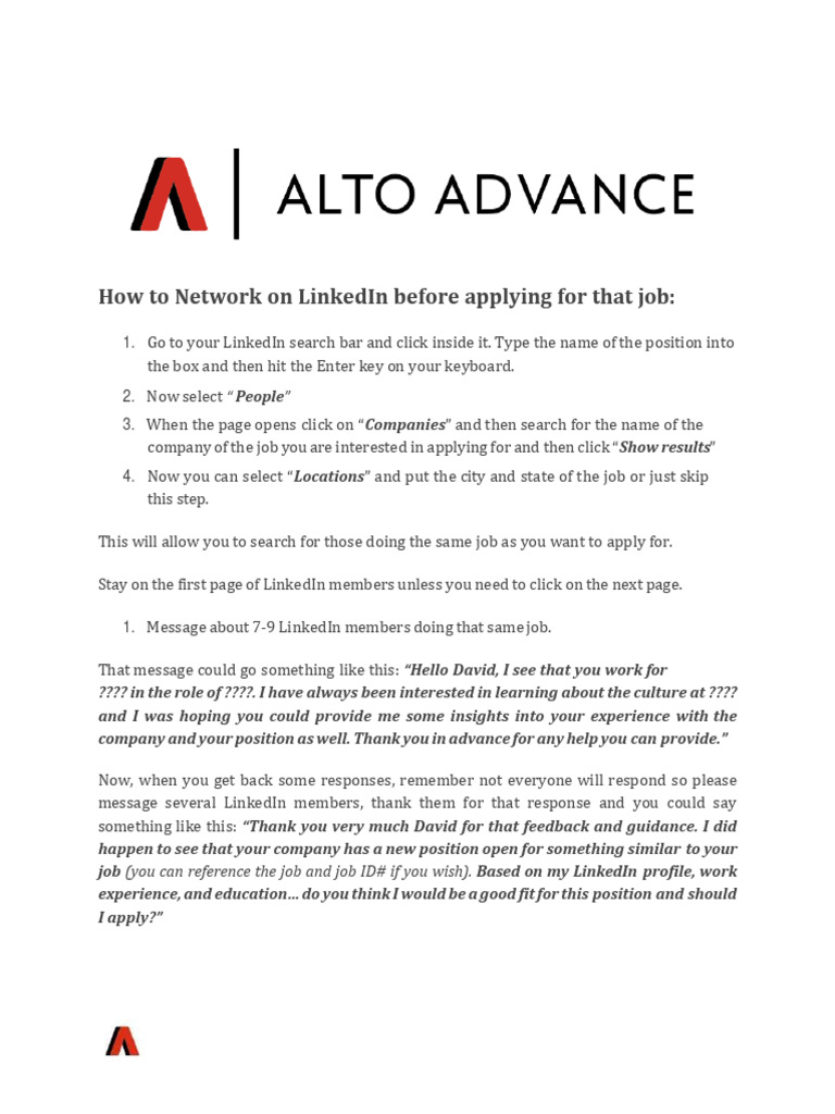 How To Network On LinkedIn Before Applying For That Job | PDF | Linked ...