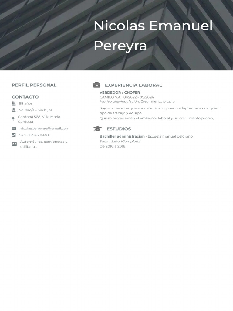 cv-Pereyra-Nicolas Emanuel | PDF