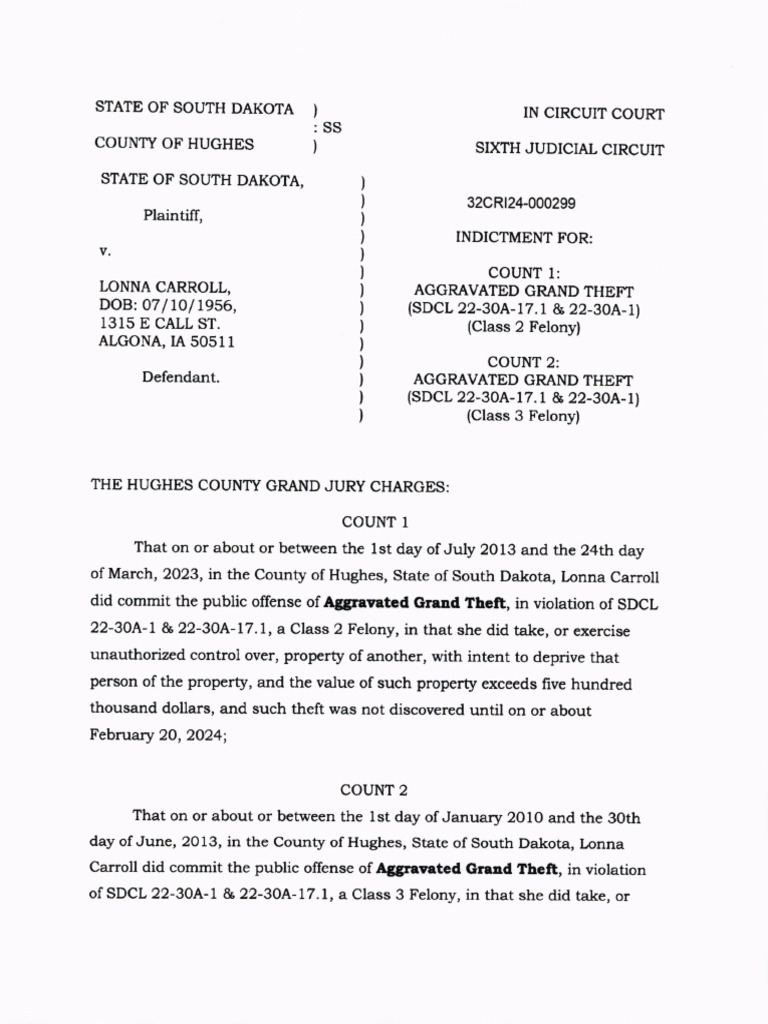Lonna Carroll Indictment | PDF