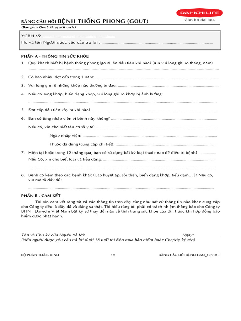 BCH BENH THONG PHONG - GOUT | PDF