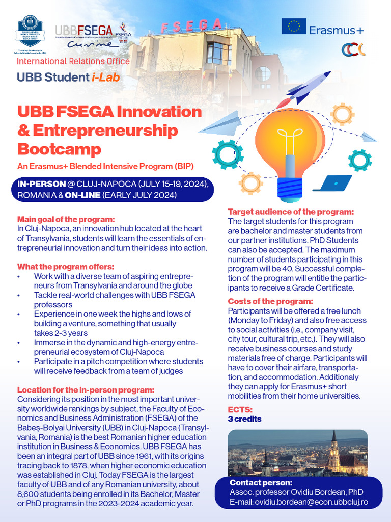 Ubb Fsega Innovation Entrepreneurship Bootcamp | PDF | Career & Growth