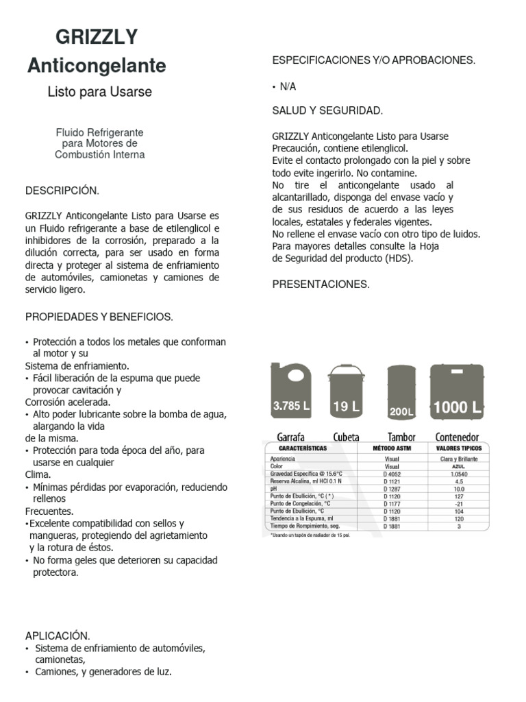 Ficha Tecnica Grizzly | PDF