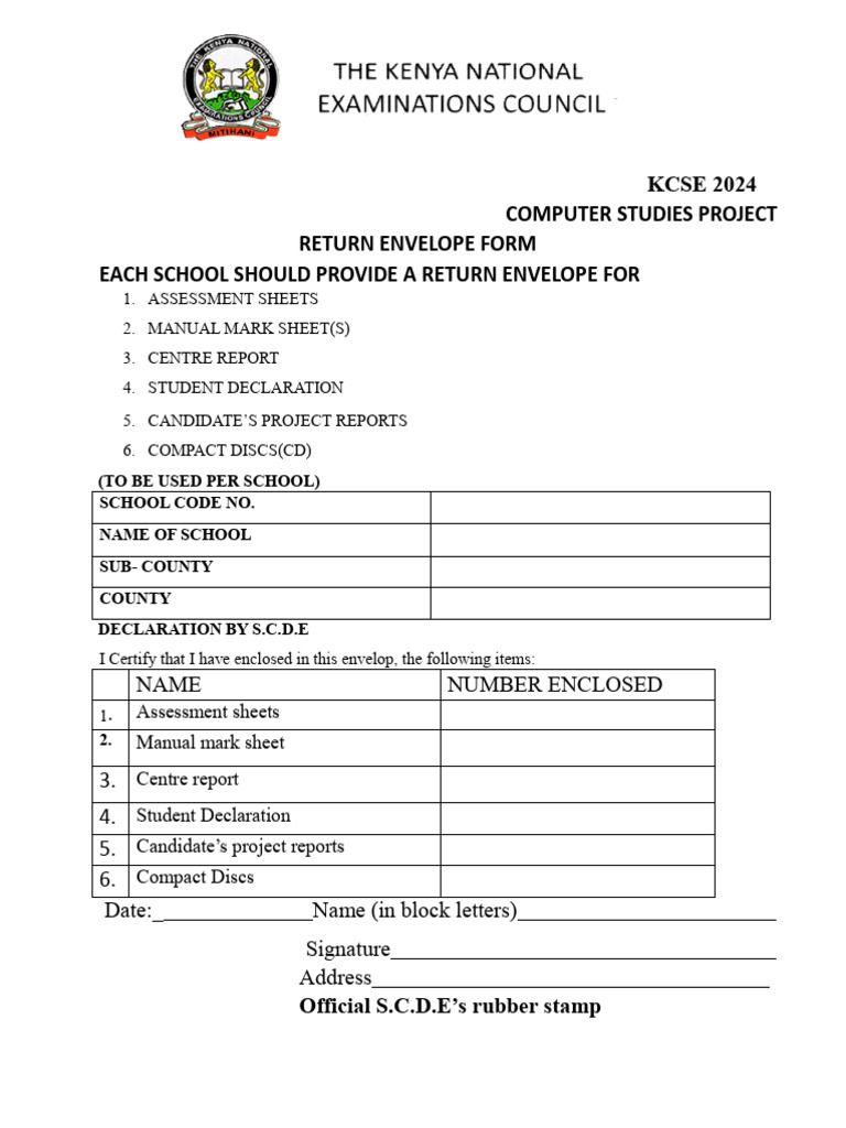 Knec Return Envelope Comp-3 | PDF