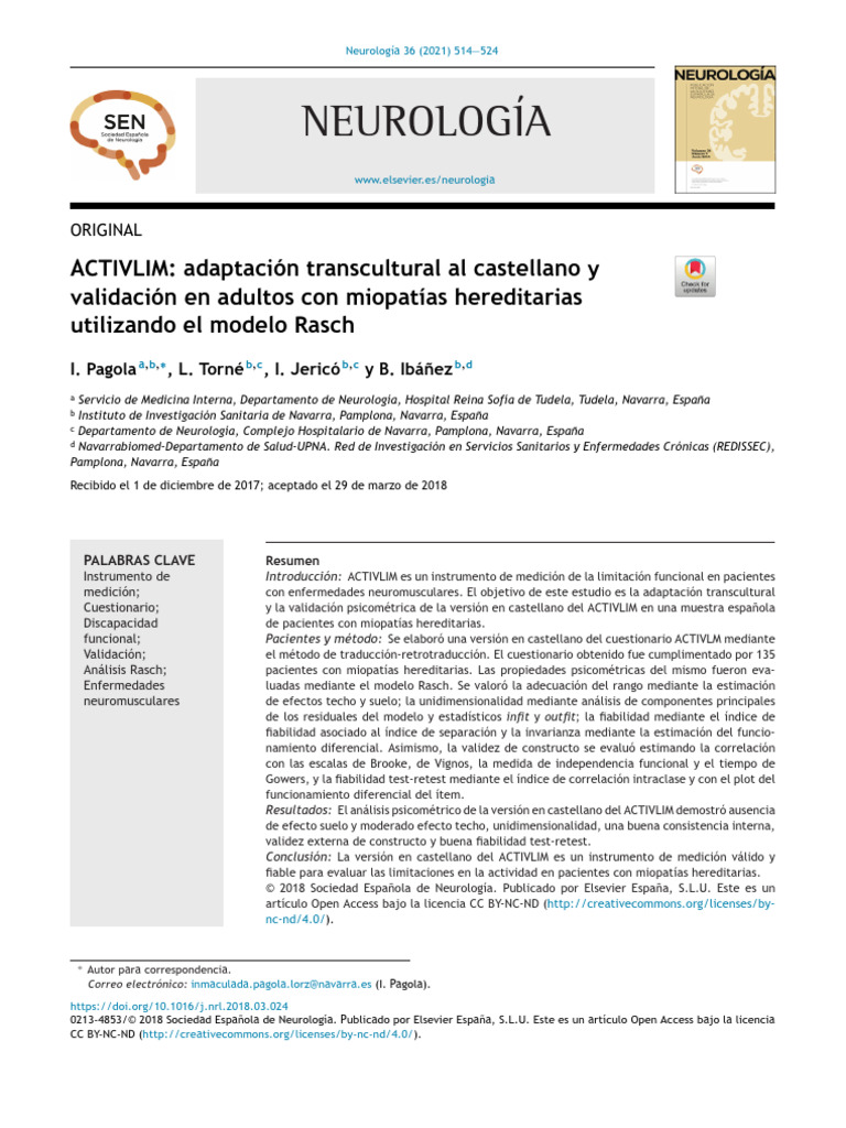 ACTIVLIM--adaptaci-n-transcultural-al-castellano-y-validaci-n-en-_2021_Neuro | PDF | Neurología ...