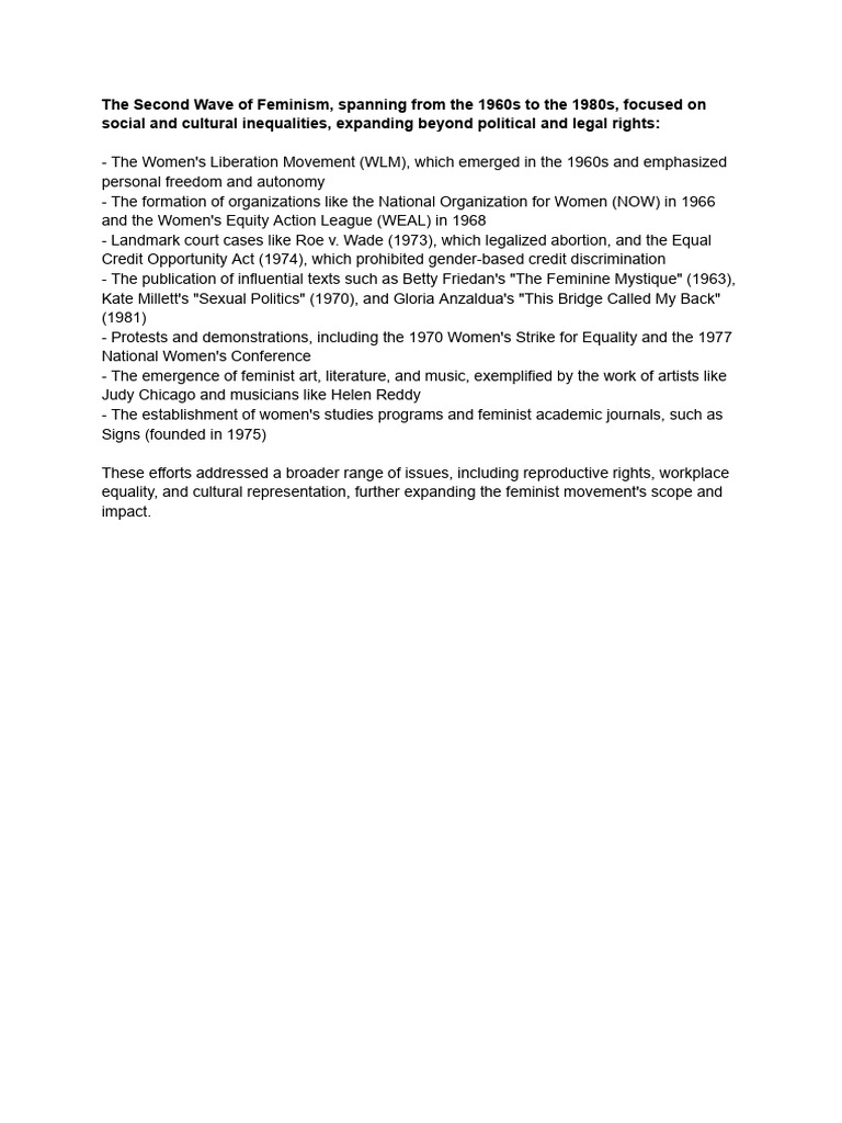Second Wave of Feminism | PDF | Politics | History