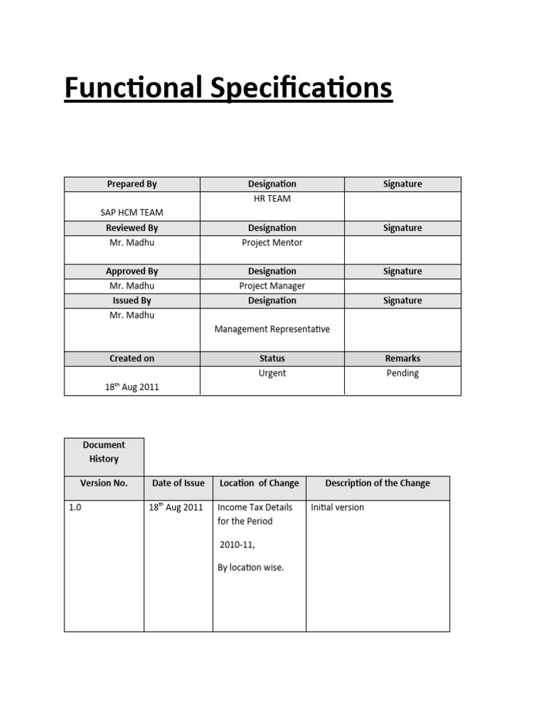 Functional Specifications-IT (1) | PDF | Taxes | Human Resource Management
