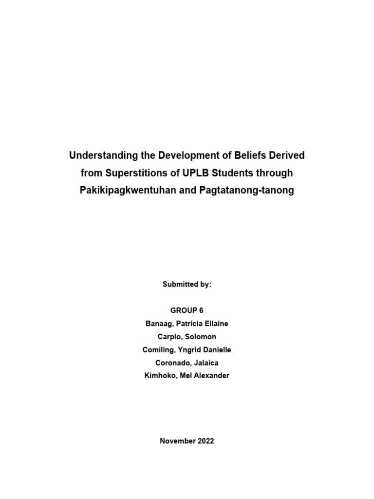 Group 6 Mini Research Proposal Pdf Superstitions Causality