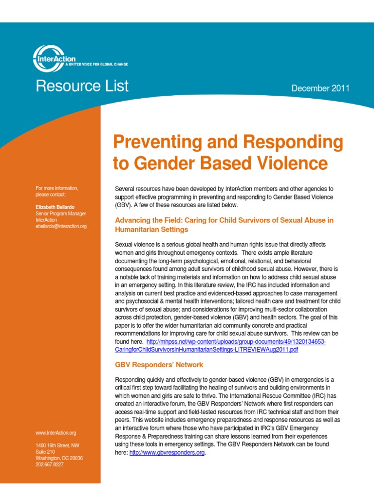 2011 GBV Resources | PDF | Violence | Violence Against Women
