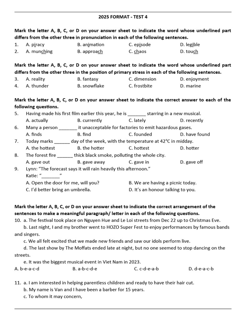 2025 Practice Test Format Overview | PDF | Moon | Earth