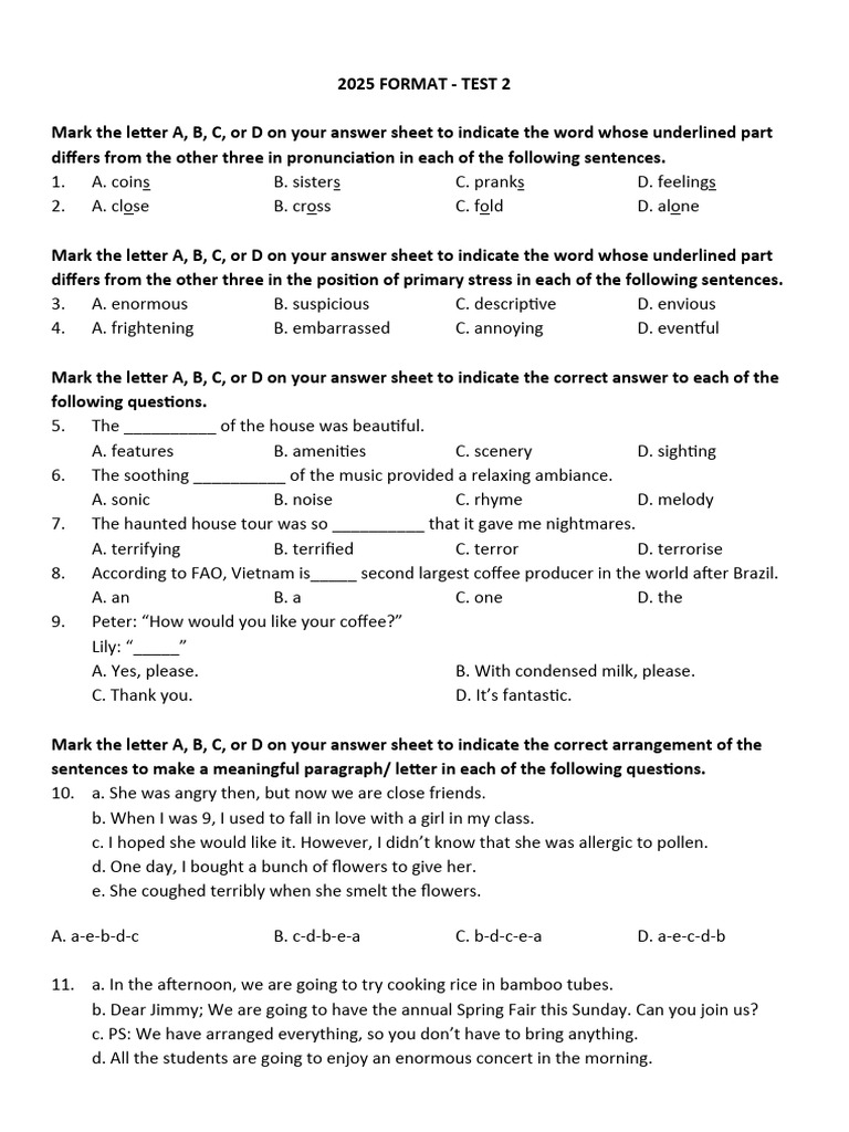 Practice Test 2 2025 Format Pdf United Kingdom Liberal Arts