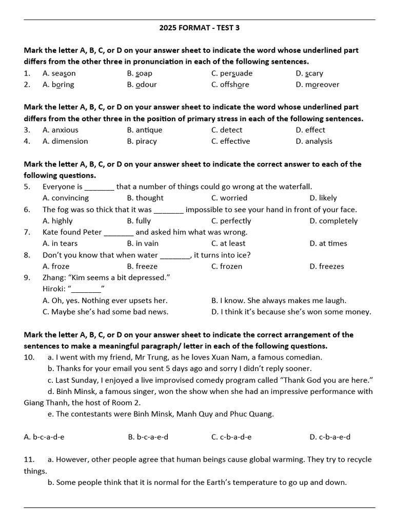 Practice Test 3 (2025 Format) | Download Free PDF | Pain Management ...