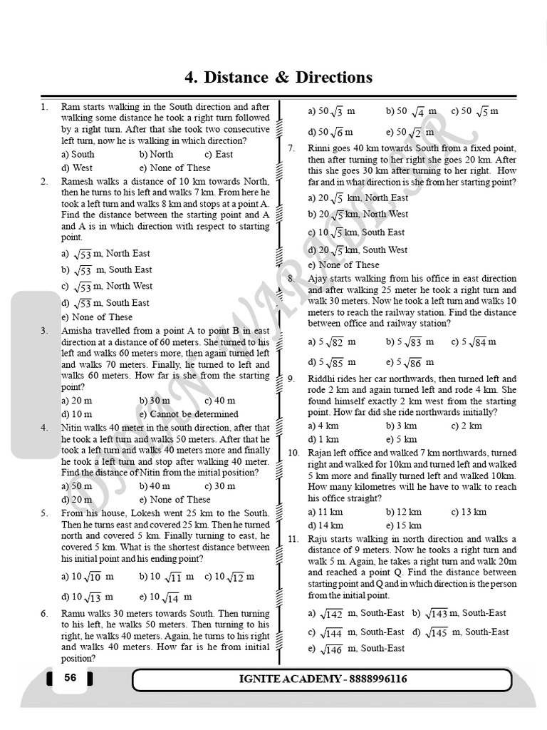 Distance and Direction Problems Explained | PDF
