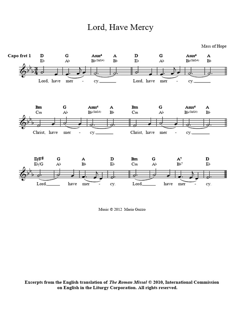 Mass of Hope Guzzo Guitar Score | PDF | Mass (Liturgy) | Catholic Liturgy