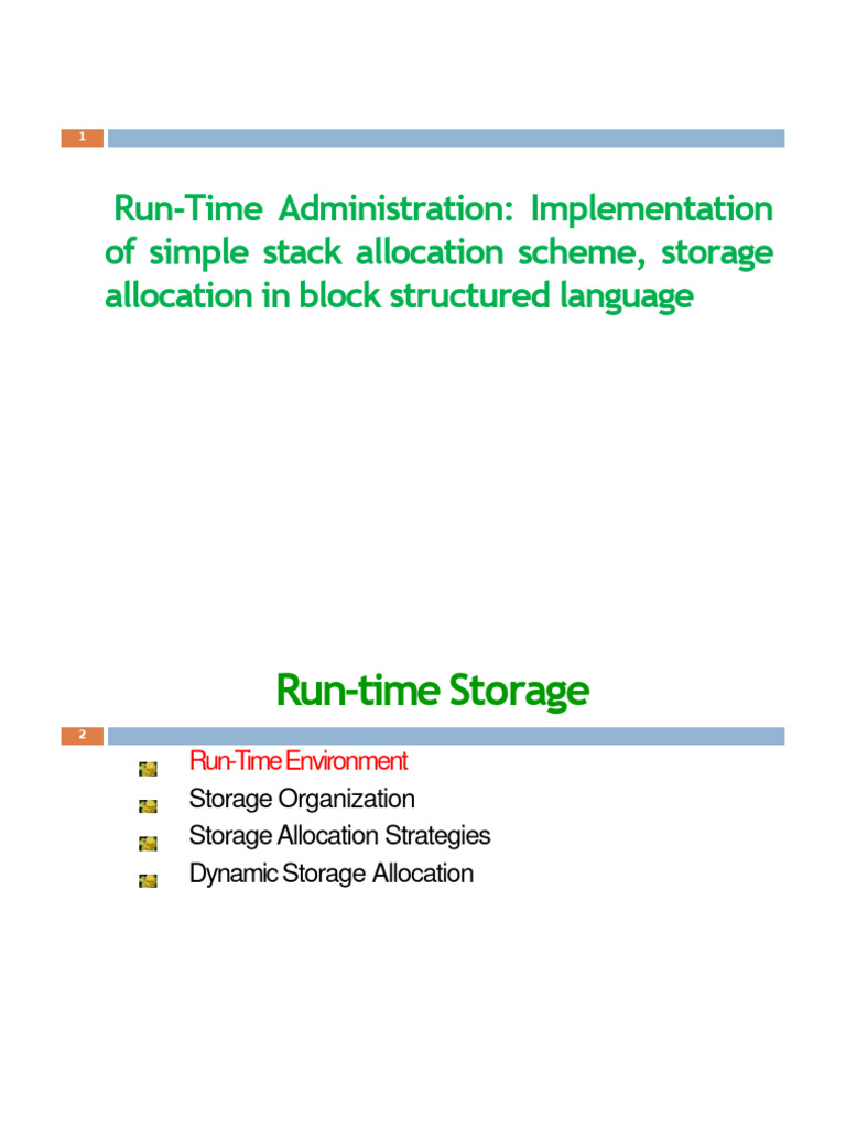 11 RunTimeAdministration1 | PDF | Scope (Computer Science) | Variable (Computer Science)