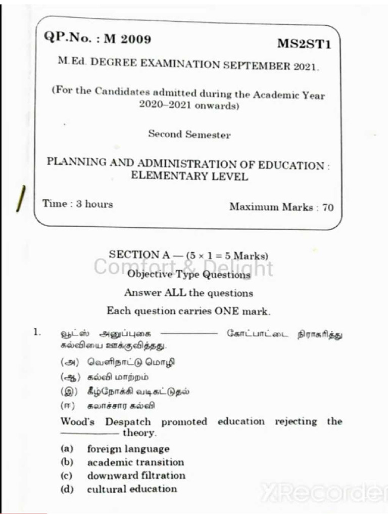 Planning and Administration of Education Elementary Level | PDF