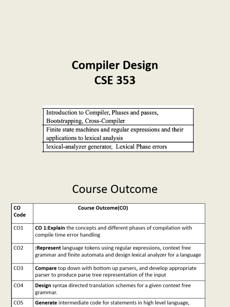 CSE353 Slides | PDF | Parsing | Compiler