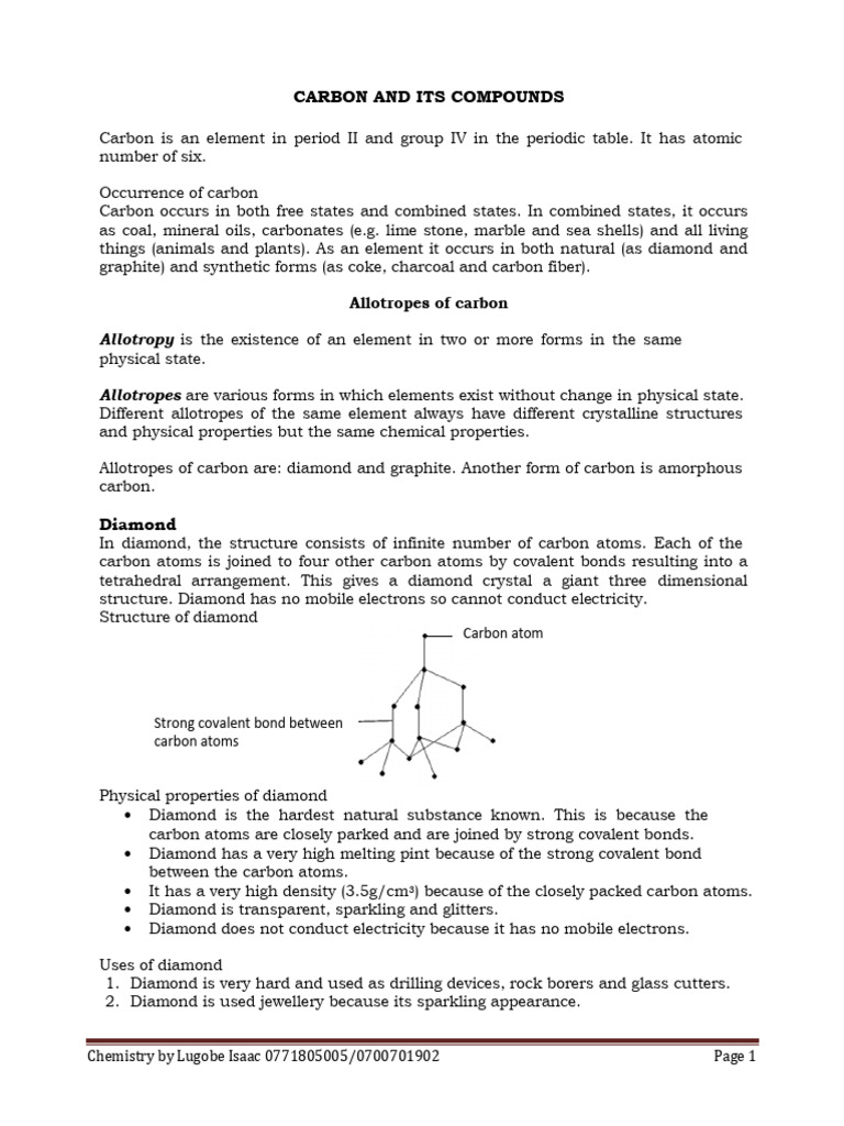 S2 CHEMISTRY NOTES CARBON AND ITS COMPOUNDS | PDF | Sodium Carbonate ...