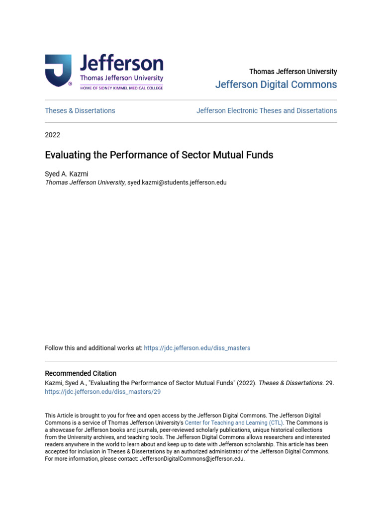 Evaluating The Performance of Sector Mutual Funds | PDF | Investing | Investment Fund