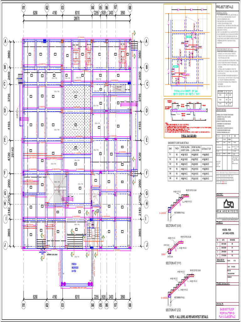 R6 - Jat Hostel - Basement Floor Roof Shuttering Plan & Slab Details ...