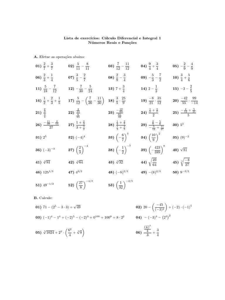 Lista Complementar 1 | PDF
