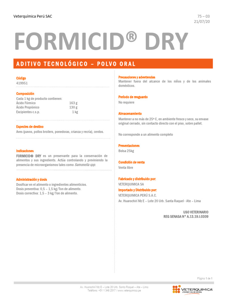 Et Formicid Dry Senasa | PDF | Alimentos