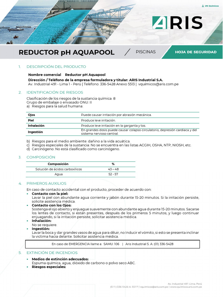 HS REDUCTOR PH AQUAPOOL 1 | PDF | Agua