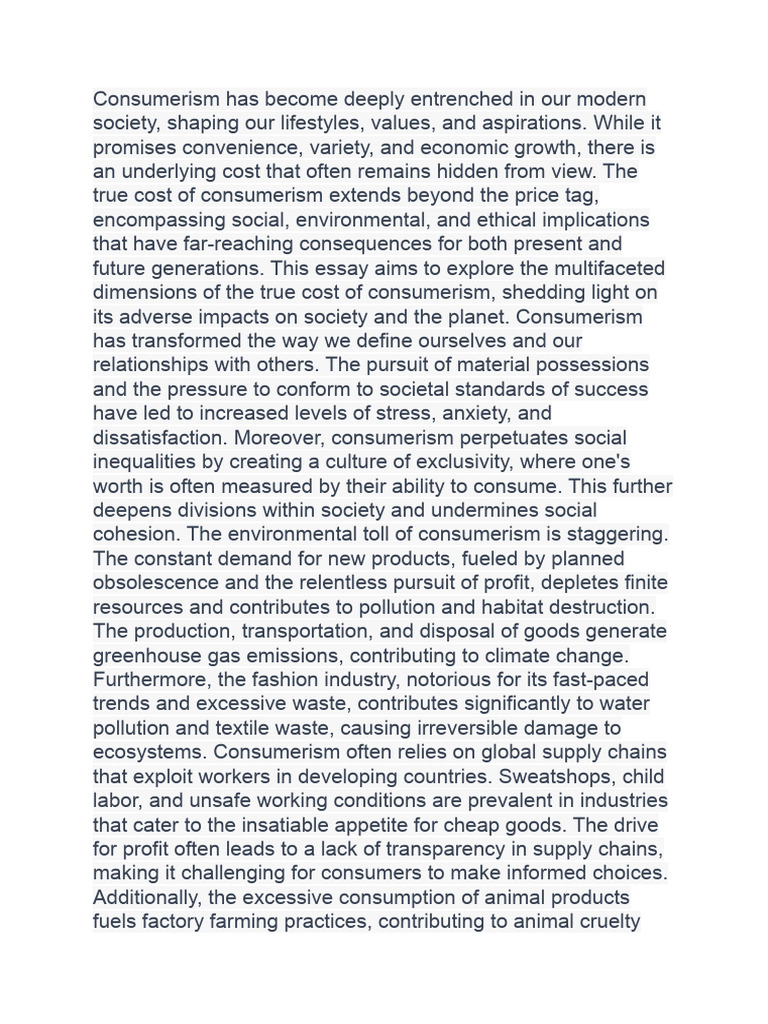 The Hidden Costs of Consumerism | PDF | Consumerism | Fashion