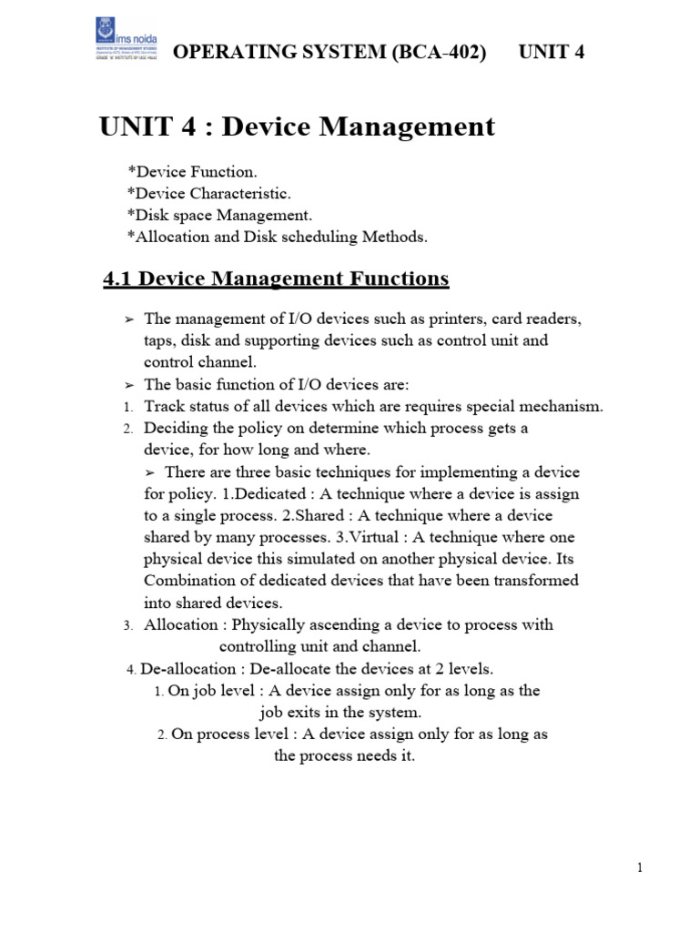 OS Unit 4 BCA-402 | PDF | Booting | Computer Data Storage