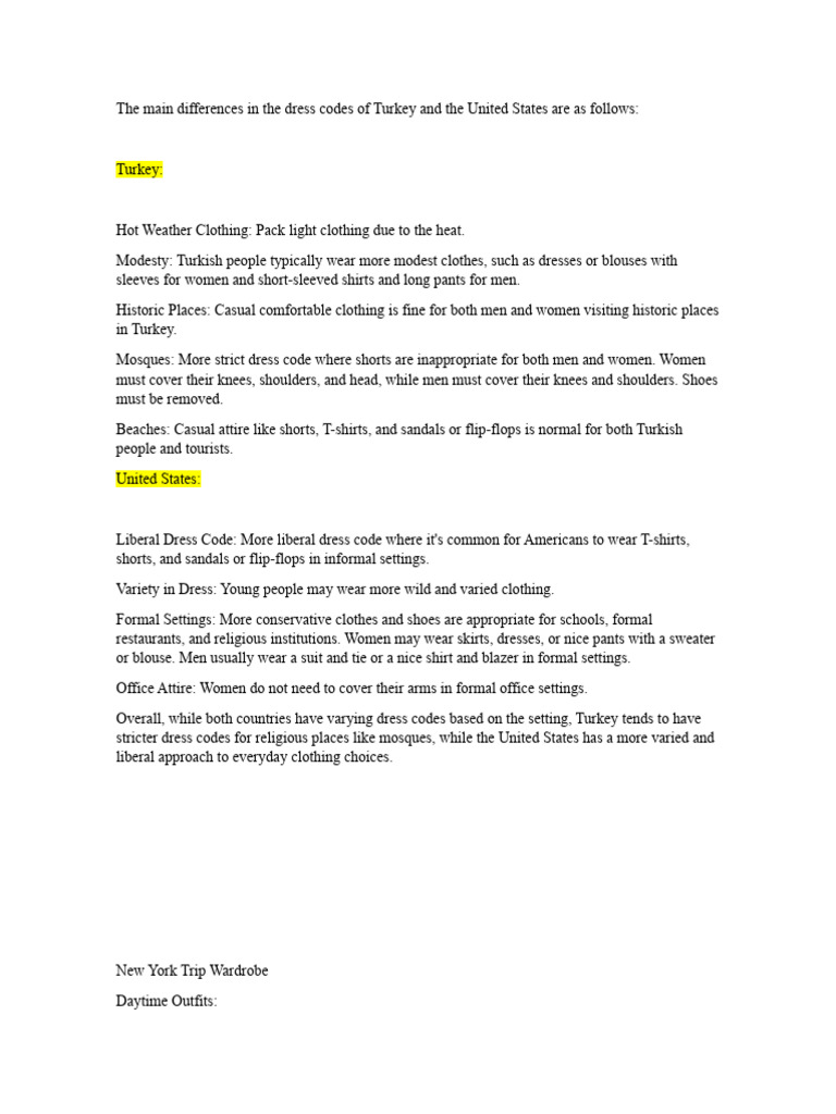 The Main Differences in The Dress Codes of Turkey and The United States ...