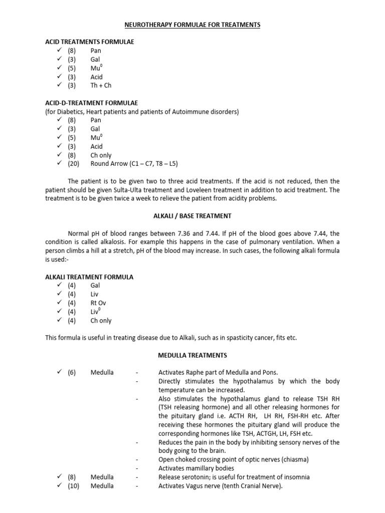Neurotherapy Formulas Treatment | PDF | Angiotensin | Thrombus