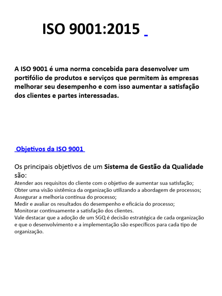 Objetivos da ISO 9001:2015 | PDF | ISO 9000 | Gestão de qualidade