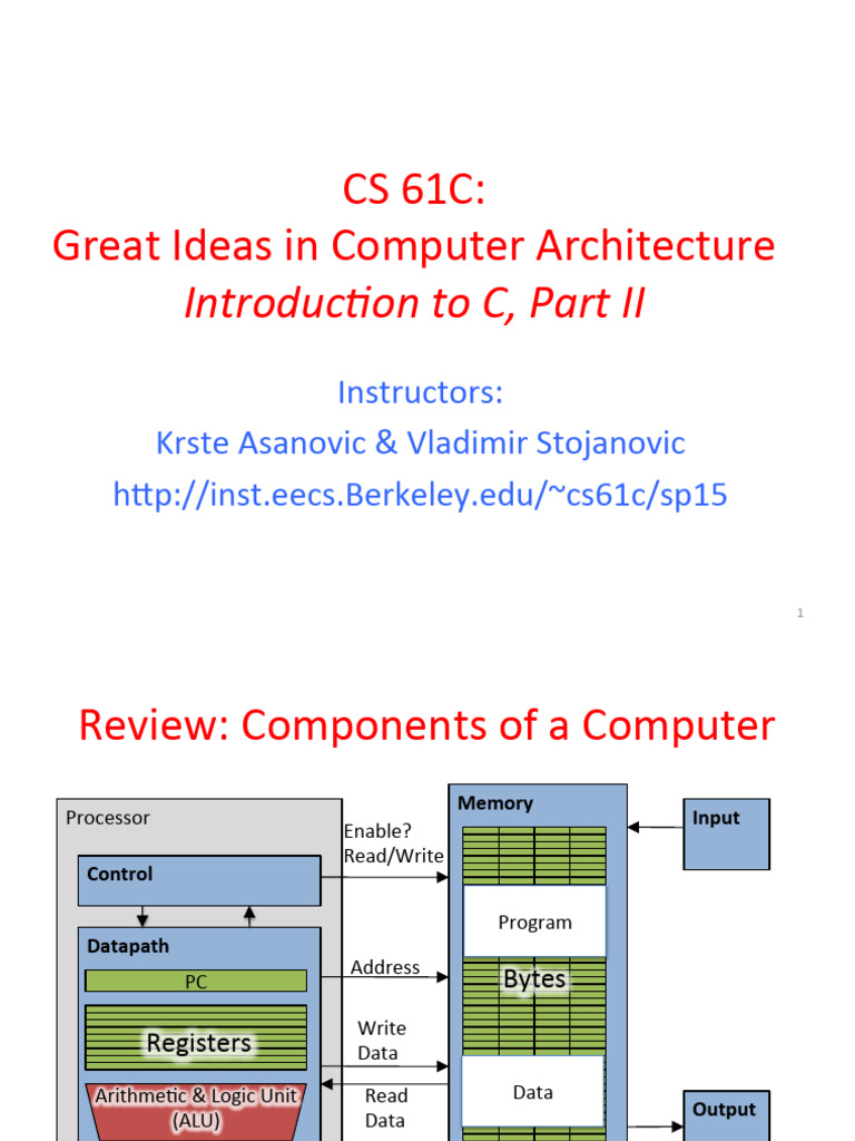 2015Sp CS61C L03 Kavs C2 1up | PDF | Pointer (Computer Programming) | Parameter (Computer ...