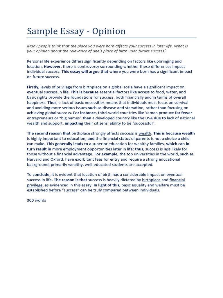 Sample Essay Opinion 1 | PDF | Social Science