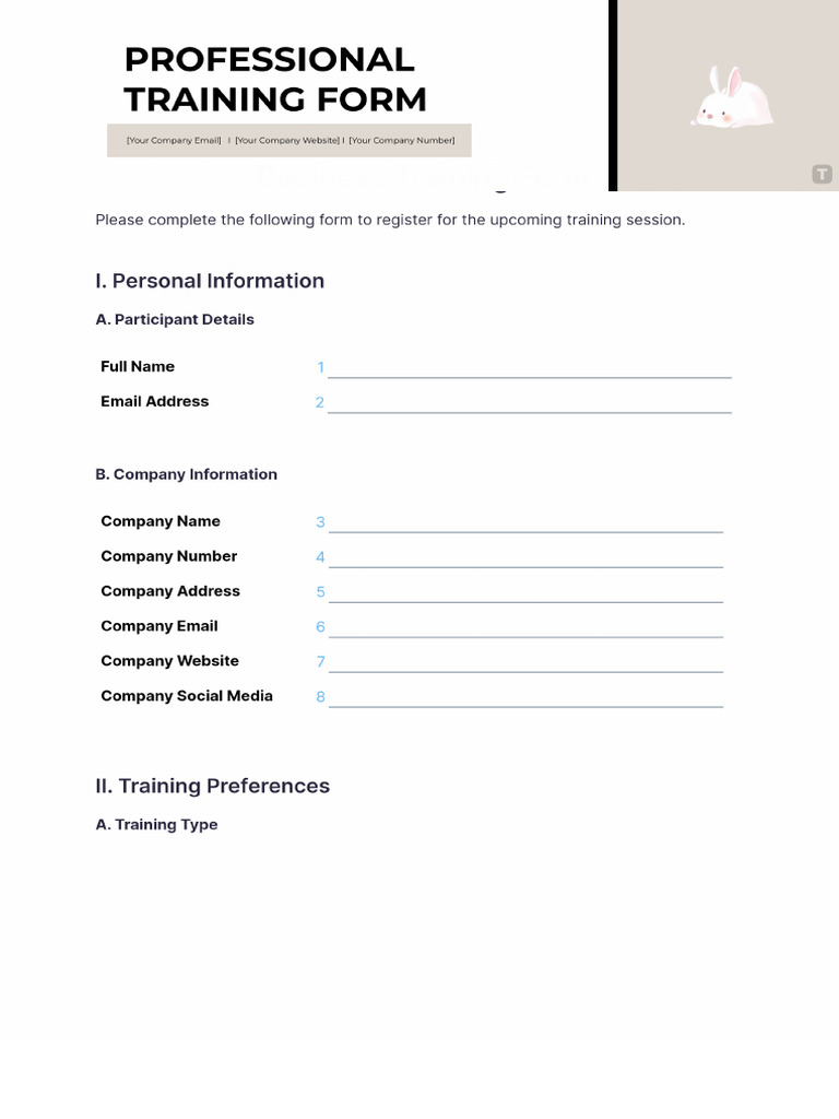 Business Training Form Template | PDF
