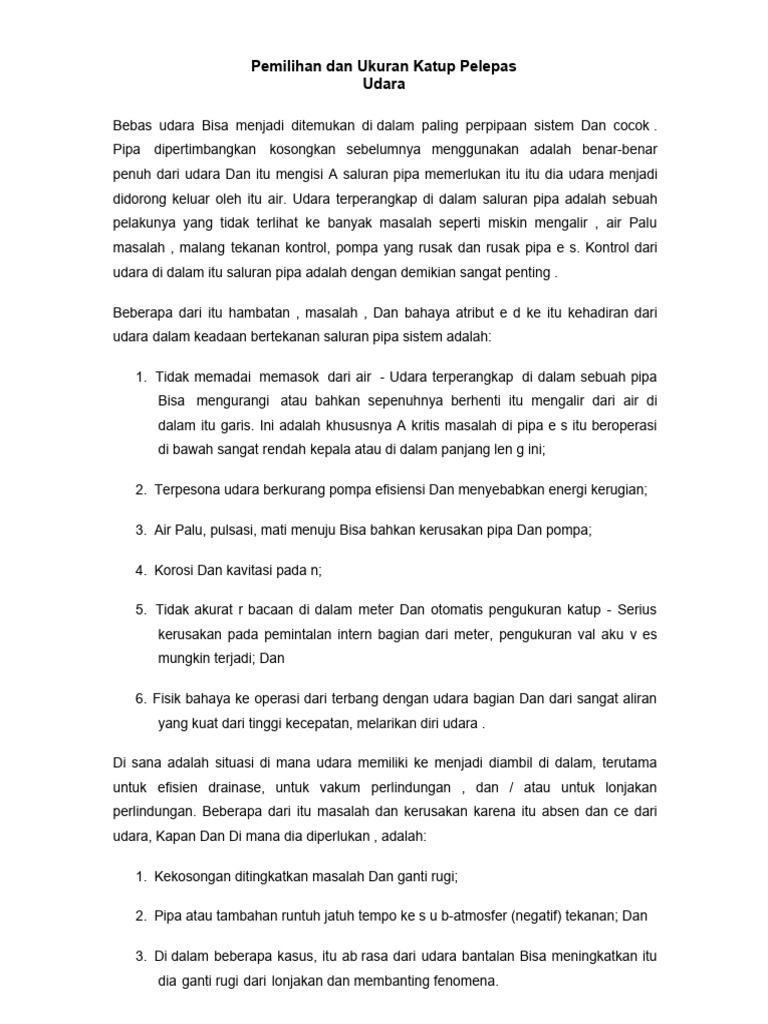 M02 046 Selection And Sizing Of Air Release Valves Us Pdf