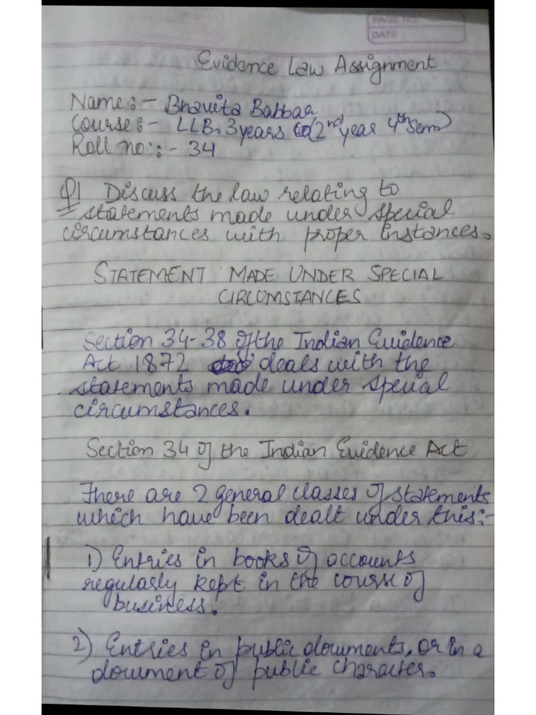 Evidence Law Assignment | PDF